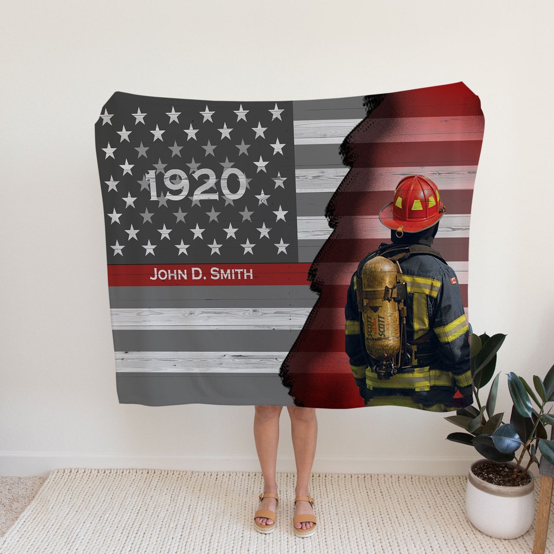 Firefighter Blanket Custom Fireman Photo Name Photo - Etsy