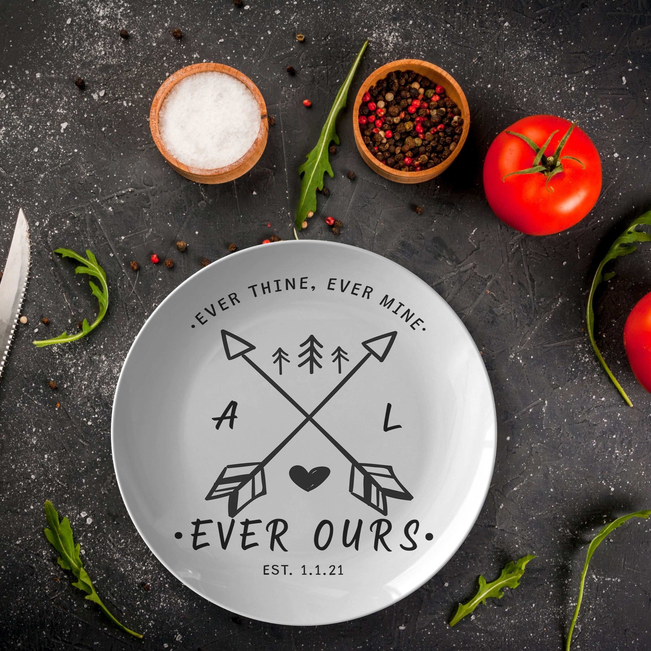 Personalized Plate With Couples Initials Kitchen Décor Gift - Etsy