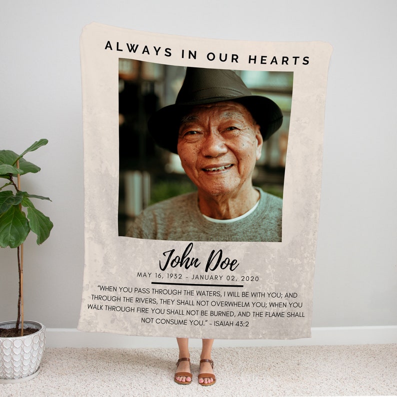 Personalized Memorial Photo Name Quote Blanket Custom - Etsy