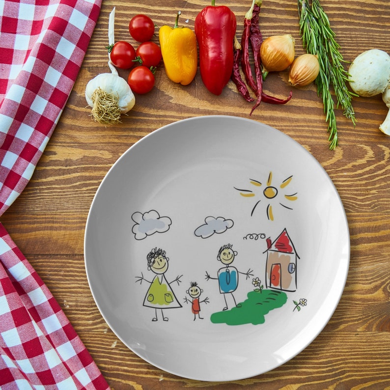 Personalized Handwritten Kid's Drawing Artwork Plate - Etsy
