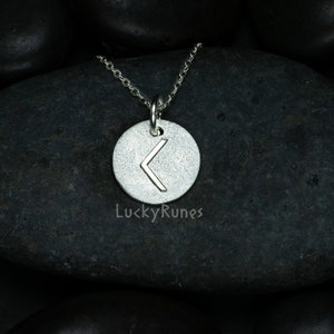 Silver Viking Rune Necklace Pendant Kenaz - Etsy