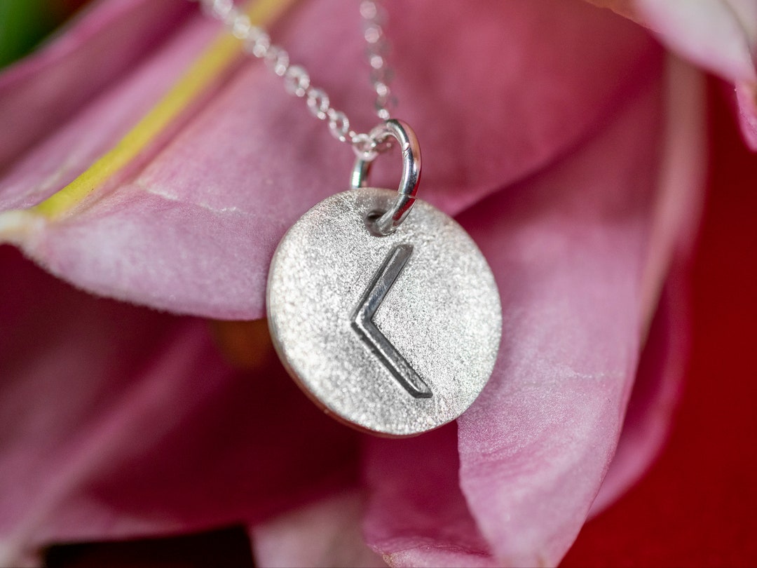 Silver Viking Rune Necklace Pendant - Kenaz - Etsy