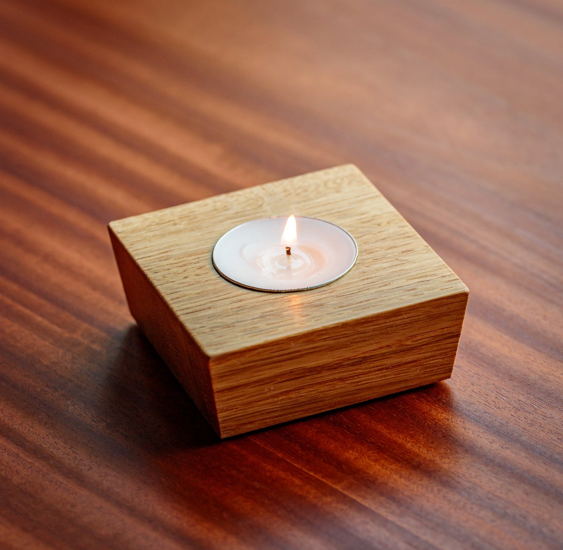 Short Wood Candle Holder With Angled Sides - Etsy