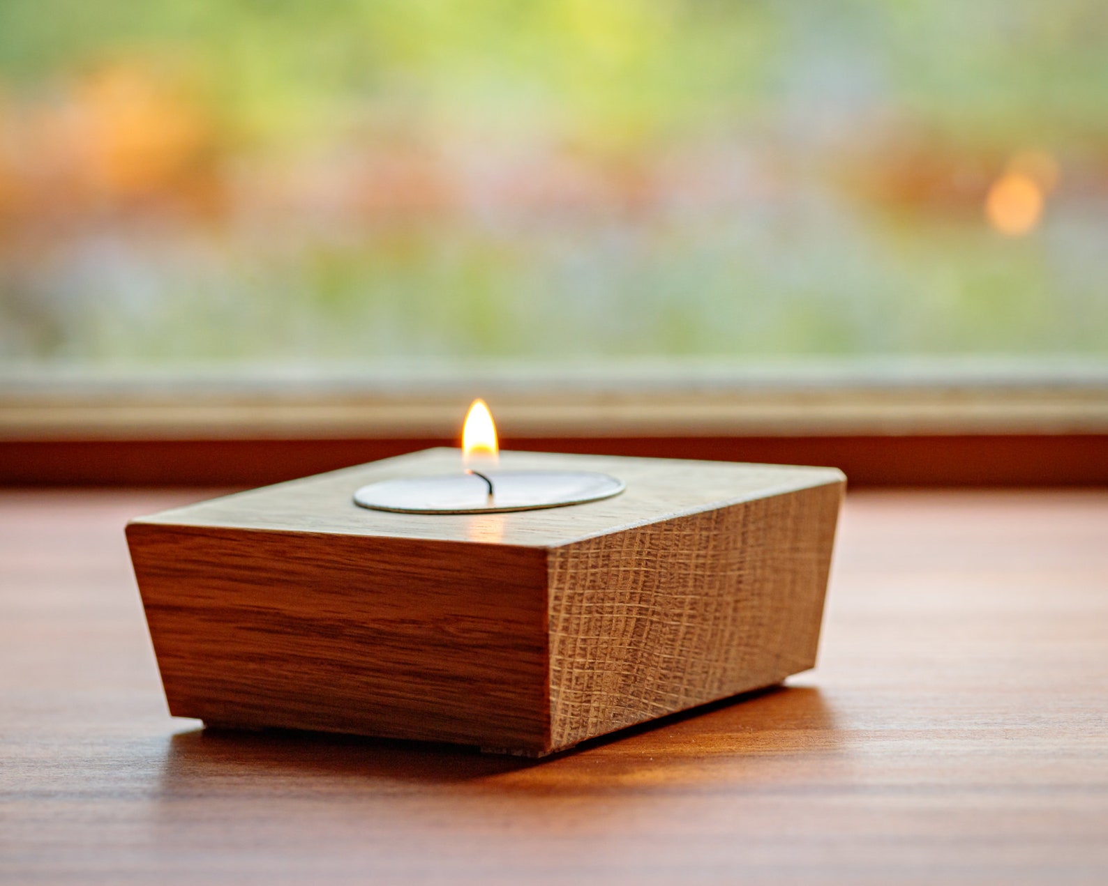 Short Wood Candle Holder With Angled Sides - Etsy