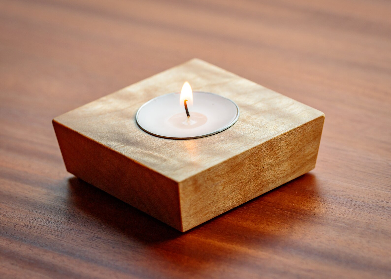 Short Wood Candle Holder With Angled Sides - Etsy