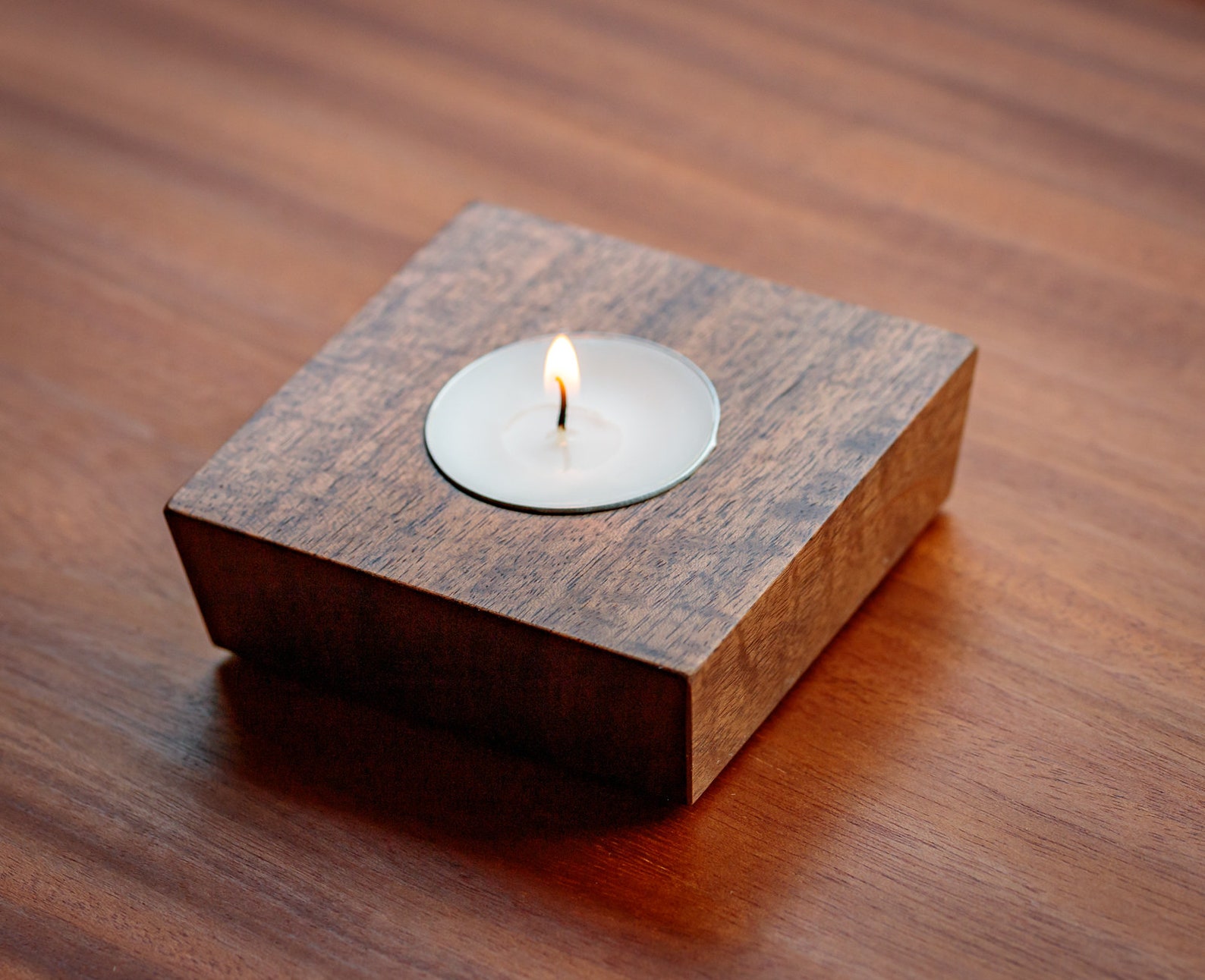 Short Wood Candle Holder With Angled Sides - Etsy