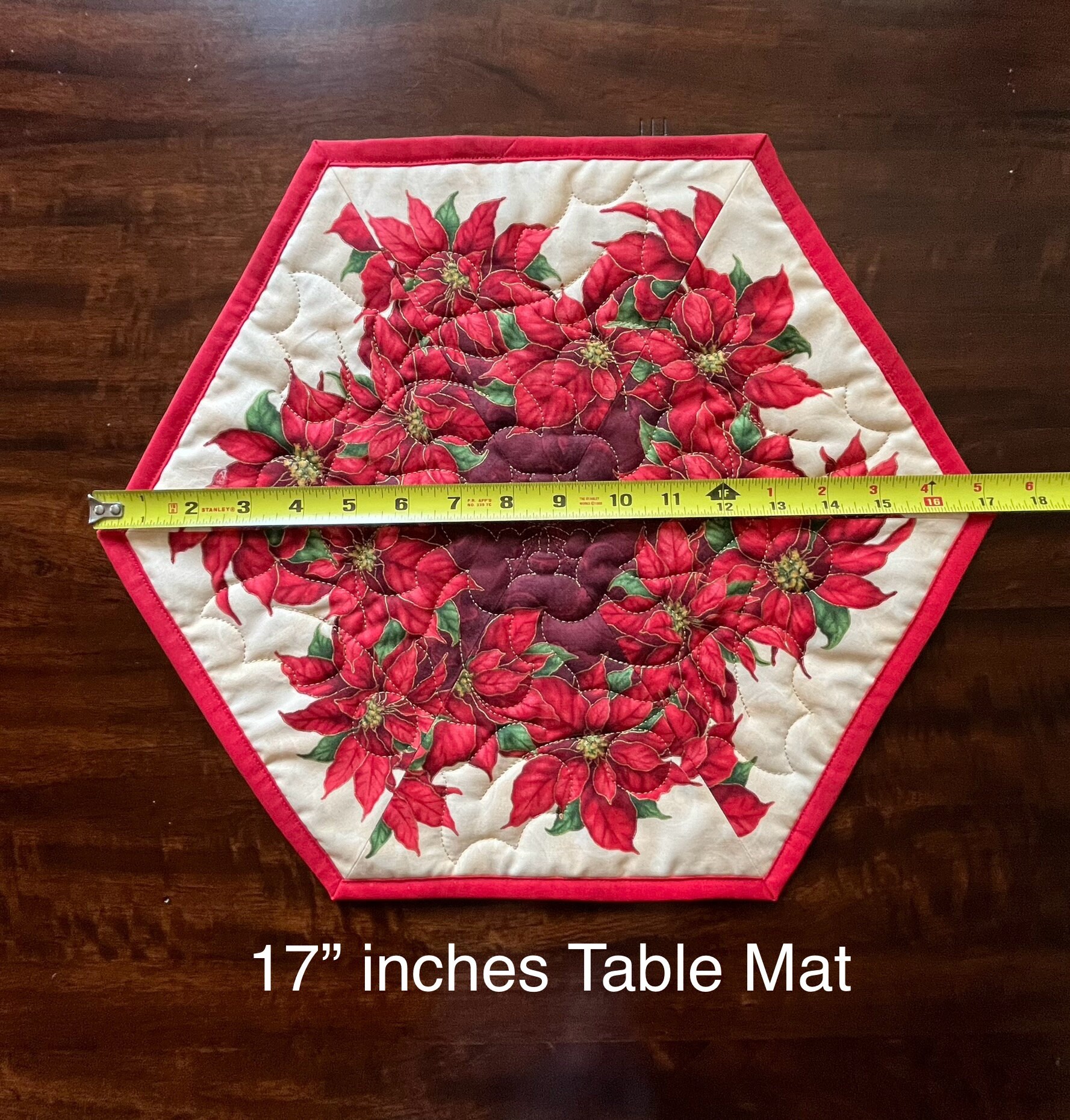 Christmas Poinsettias Table Runner and Mats, Table Decoration ...