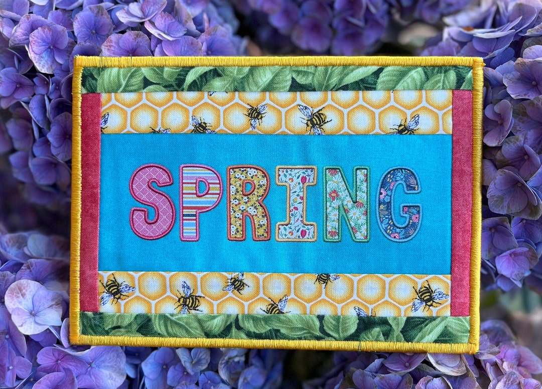 Spring 5x7" Fabric Card, Celebrate Spring, Quilted Card, Wall Hanging ...