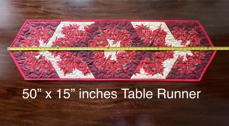 Christmas Poinsettias Table Runner and Mats, Table Decoration ...