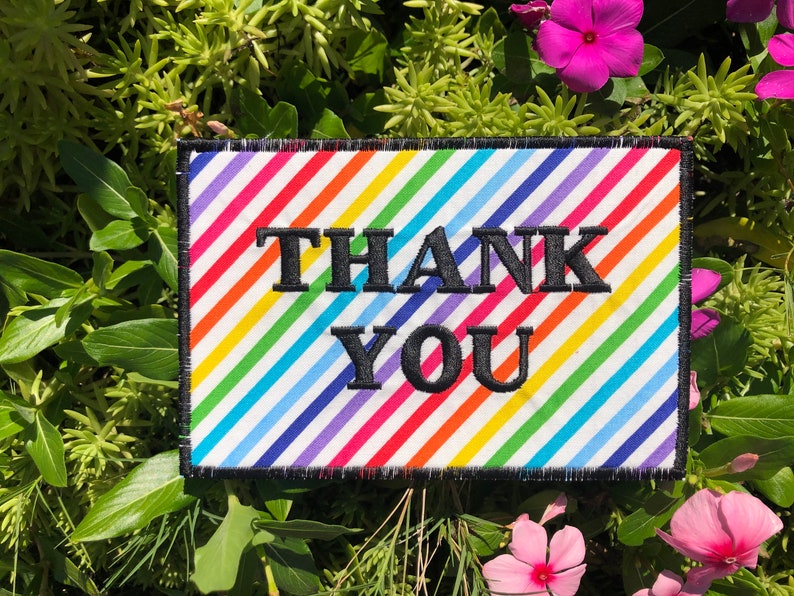 Rainbow Thank You Card, 6x4" Rainbow Fabric Postcard, Embroidered ...