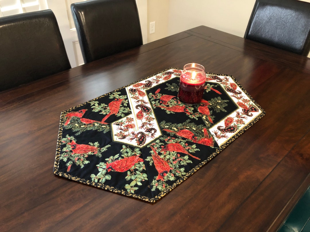 Christmas Cardinals Table Runner, Cardinals and Paisleys, Christmas ...