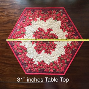 Christmas Poinsettias Table Runner and Mats, Table Decoration ...
