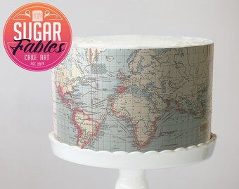 World Map 225-A017 Cake Topper - Etsy