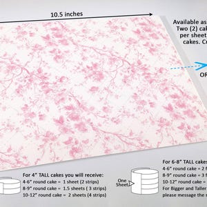 Climbing Rose Cake Wrap French Toile Pink Floral Edible Image Dusty ...