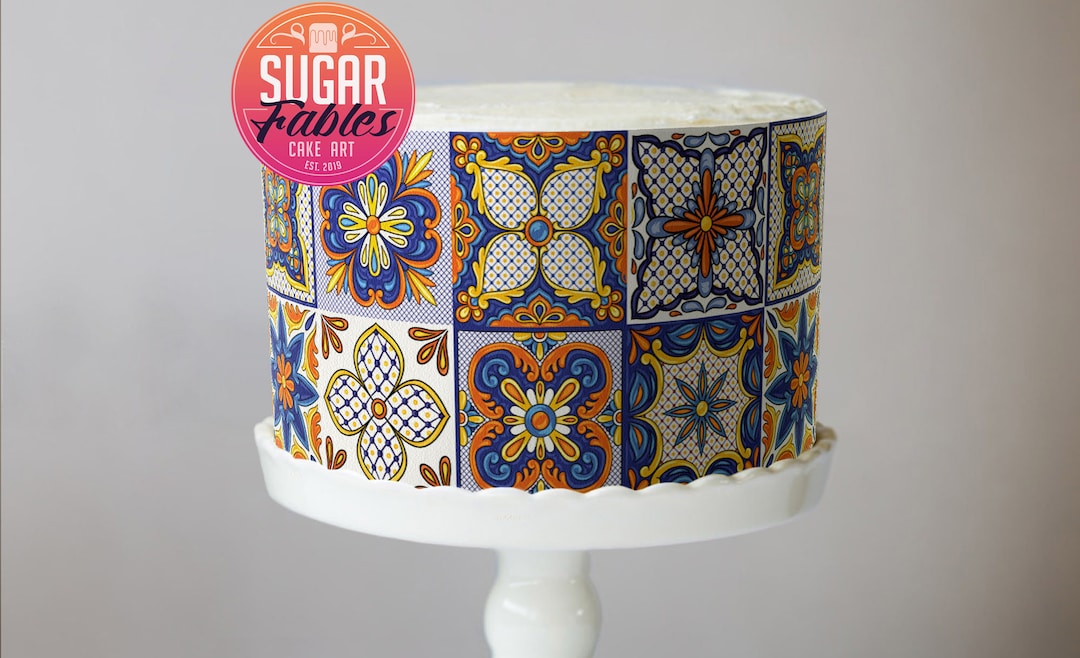 Talavera Decorative Tiles Cake Wrap, Icing Sheets, Edible Icing. Ornate ...