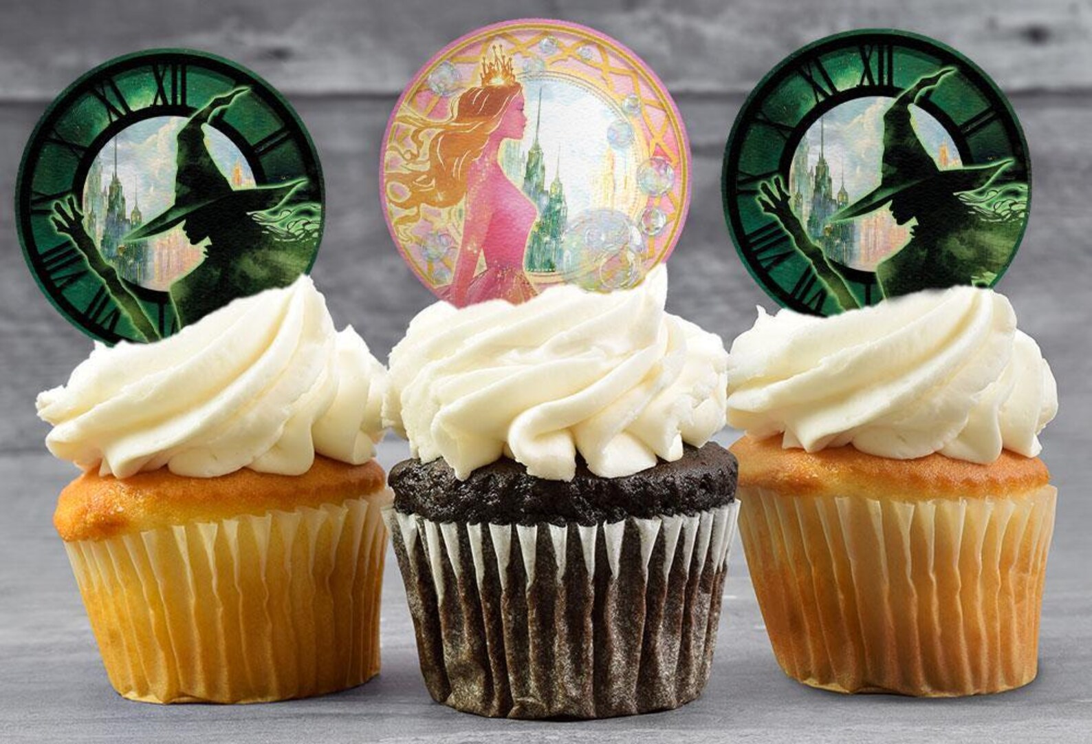 Wicked Inspired Edible Cupcake Toppers Wizard of Oz Cookie Elphaba and ...