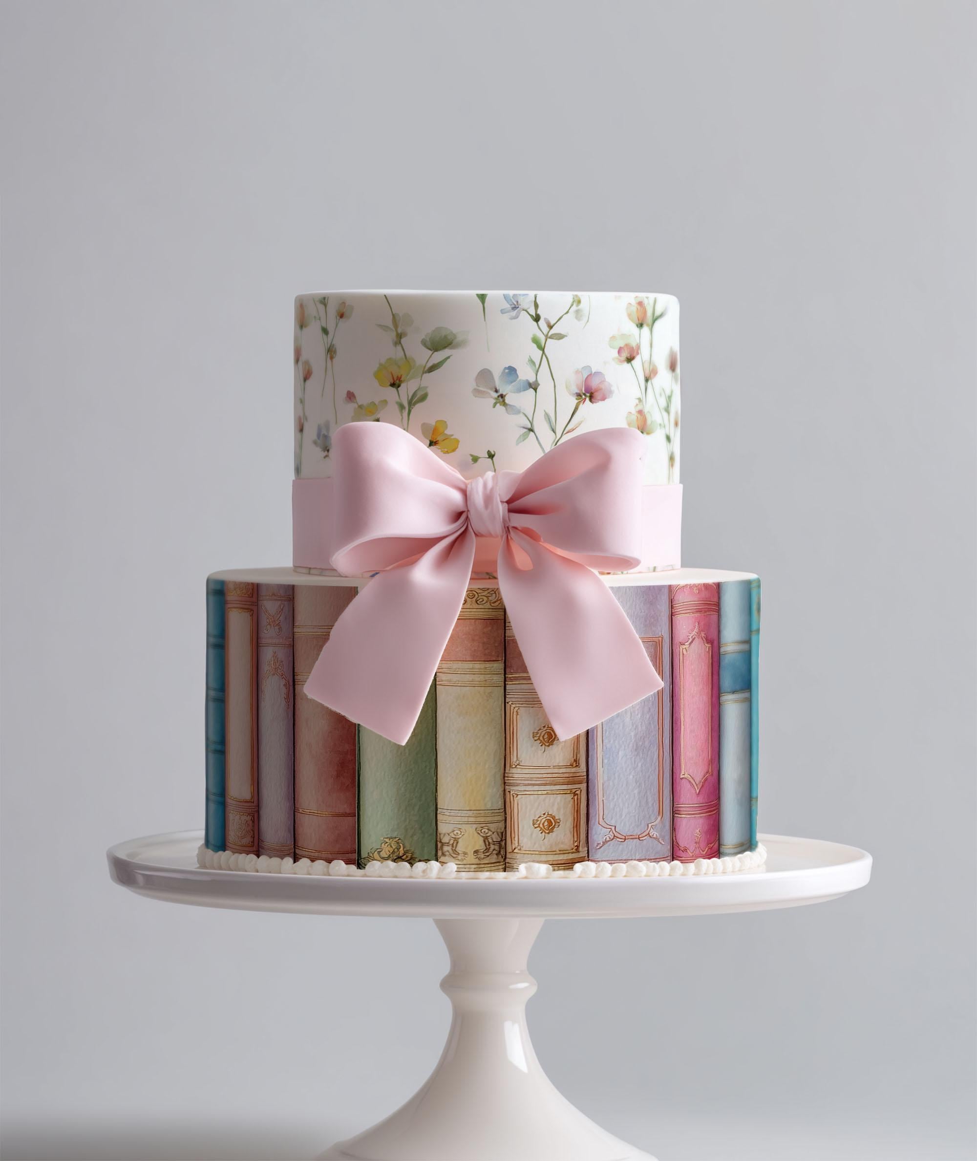 Vintage Book Spine Cake Wrap Library Theme Dessert Edible Image Antique ...