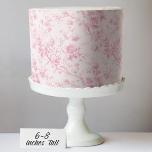 Climbing Rose Cake Wrap French Toile Pink Floral Edible Image Dusty ...