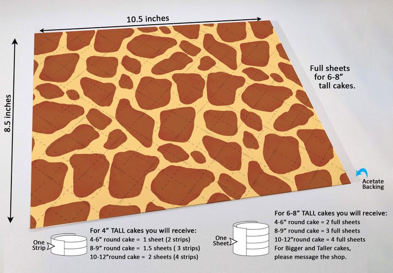 Giraffe Pattern Cake Wrap Sarafi "oh Baby!" Shower Edible Image Wild ...