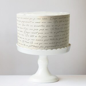 French Love Letter, Handwritten Script Icing Sheet. Edible Glitter Cake ...