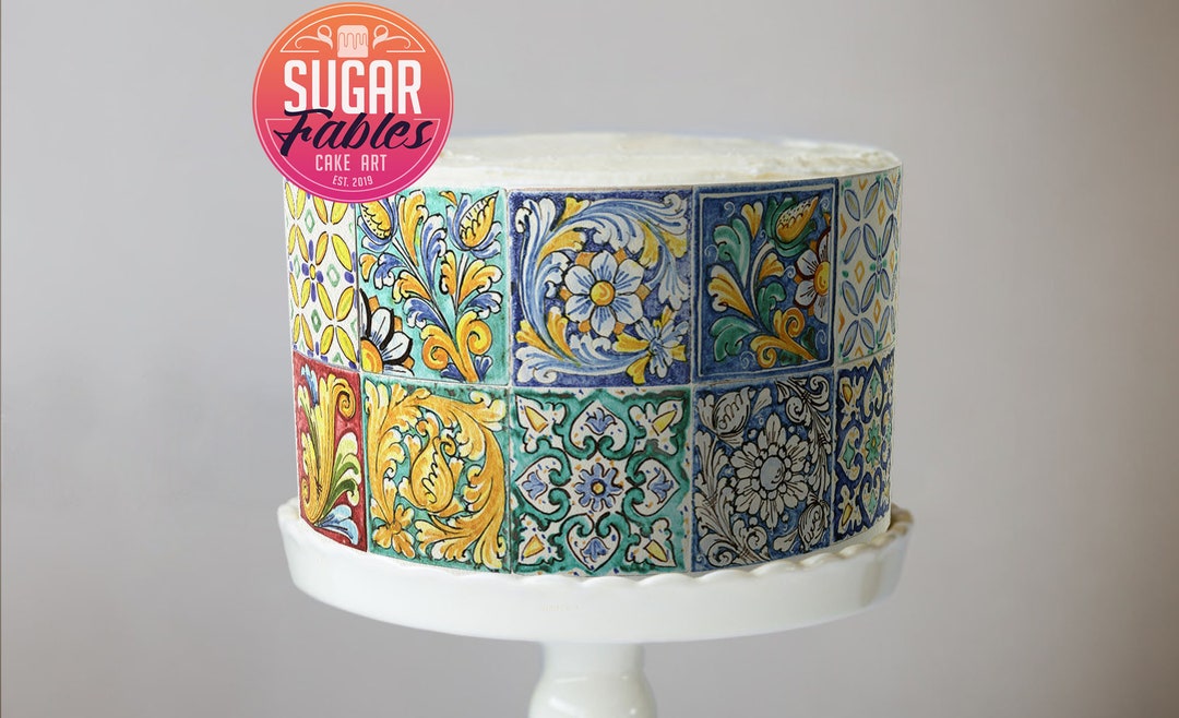 Sicilian Tiles Cake Wrap, Icing Sheets, Edible Icing. Ornate ...