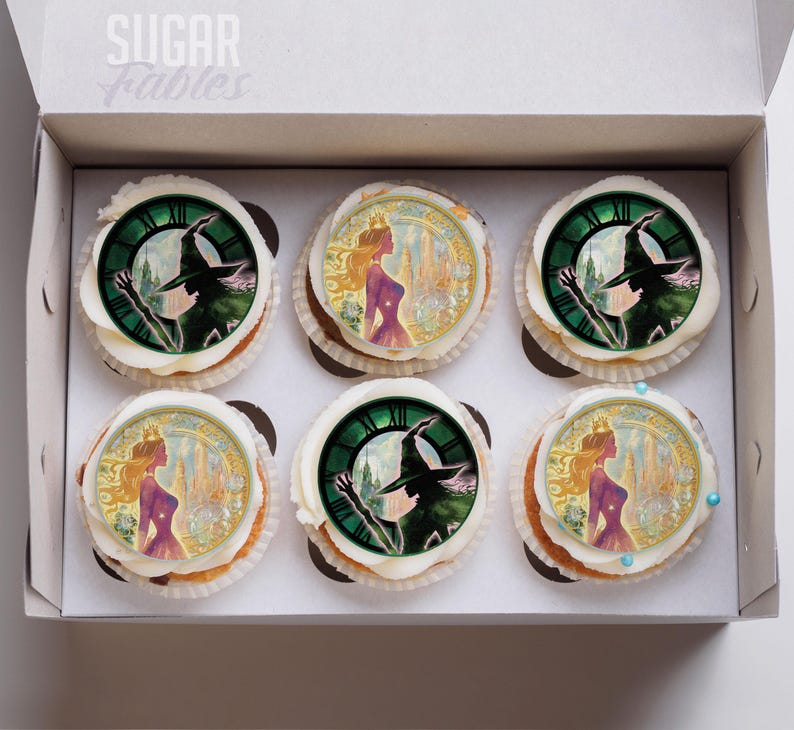 Wicked Inspired Edible Cupcake Toppers Wizard of Oz Cookie Elphaba and ...