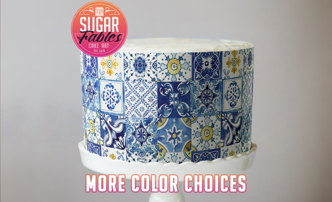 Blue Italian Decorative Tiles Cake Wrap, Icing Sheets, Edible Icing ...