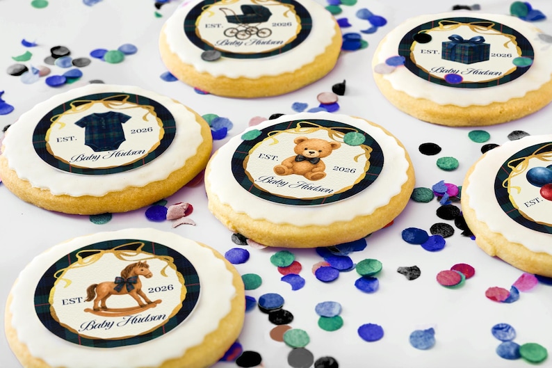 Custom Baby Shower Polo Toppers Heritage Preppy Plaid Cupcakes ...