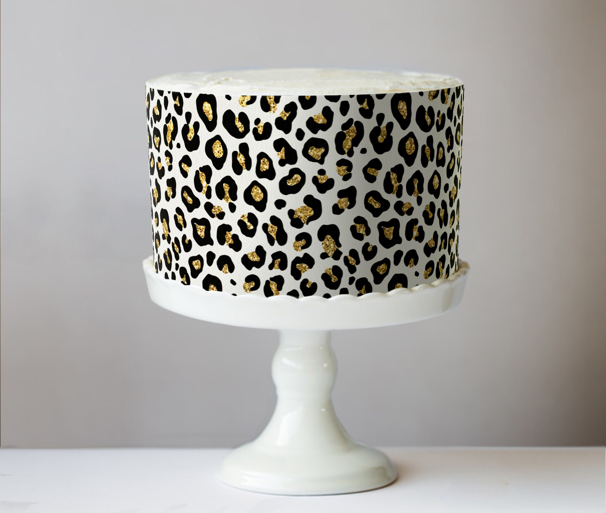 Leopard Print Edible Cake Wrap. Rainbow Glitter and Natural - Etsy