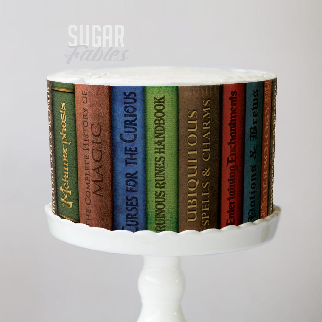 Wizard Spell Books Cake Wrap Witch's Grimoire Edible Image Magic Book ...