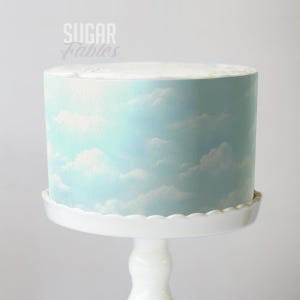 Fluffy Little Clouds Blue Sky Icing Sheet, Cake Wrap, Edible Print ...