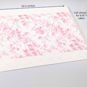 Climbing Rose Cake Wrap French Toile Pink Floral Edible Image Dusty ...