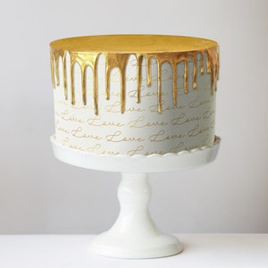 Handwritten Love Letter Icing Sheet, Black or Gold! Edible Glitter Cake ...