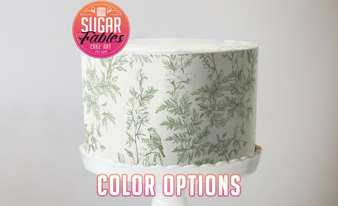 Toile De Jouy Cake Wrap Bird and Flower Edible Image Vintage ...