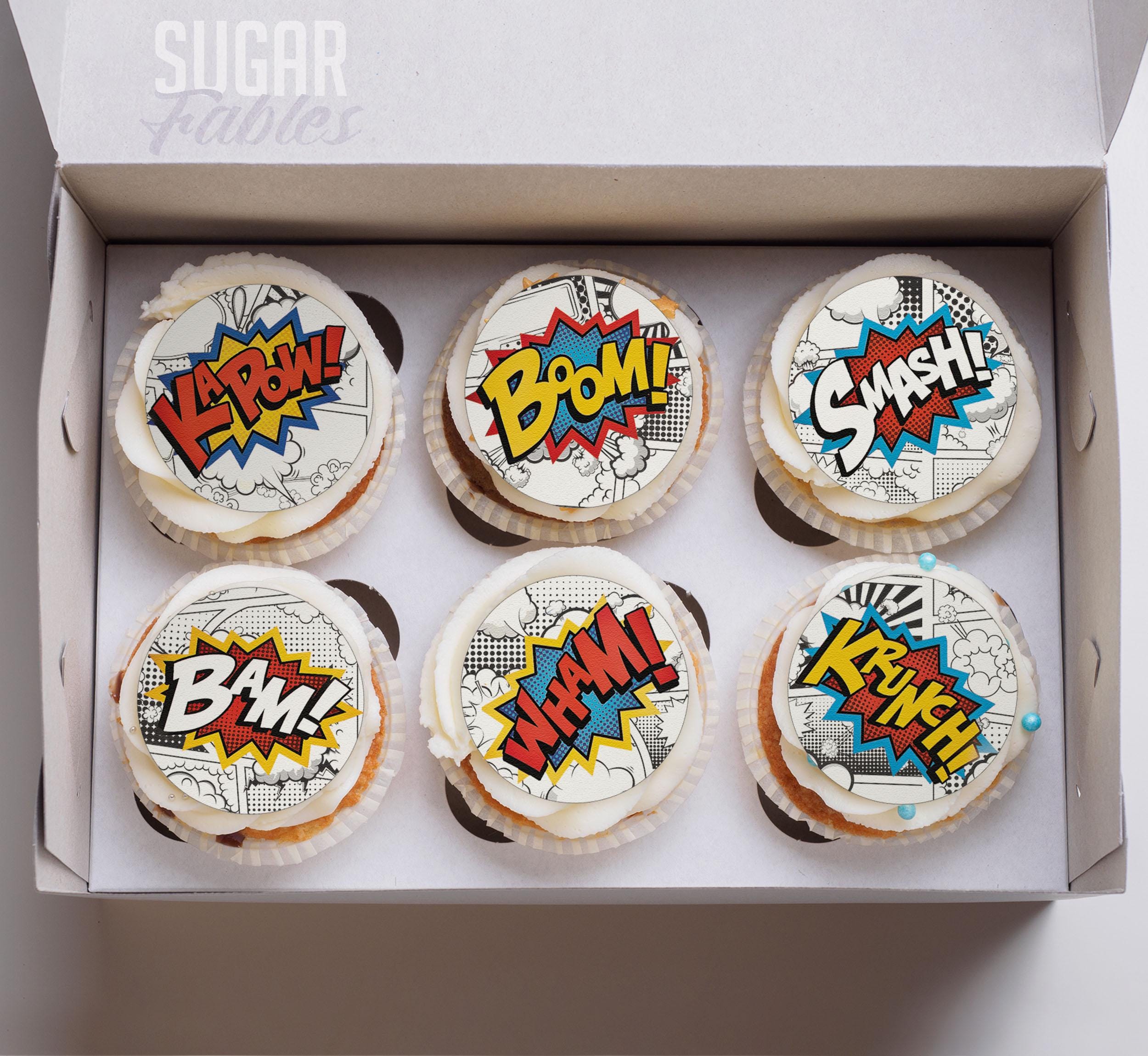 Comic Book Action Cupcake Toppers Pop Art Cookie Comic Word Edible ...