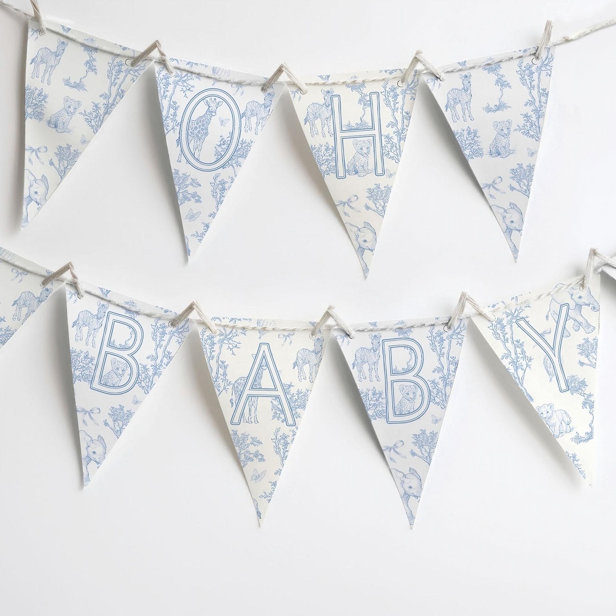 Printable Safari Toile Garland Oh Baby Toile De Jouy Pennant Flags ...