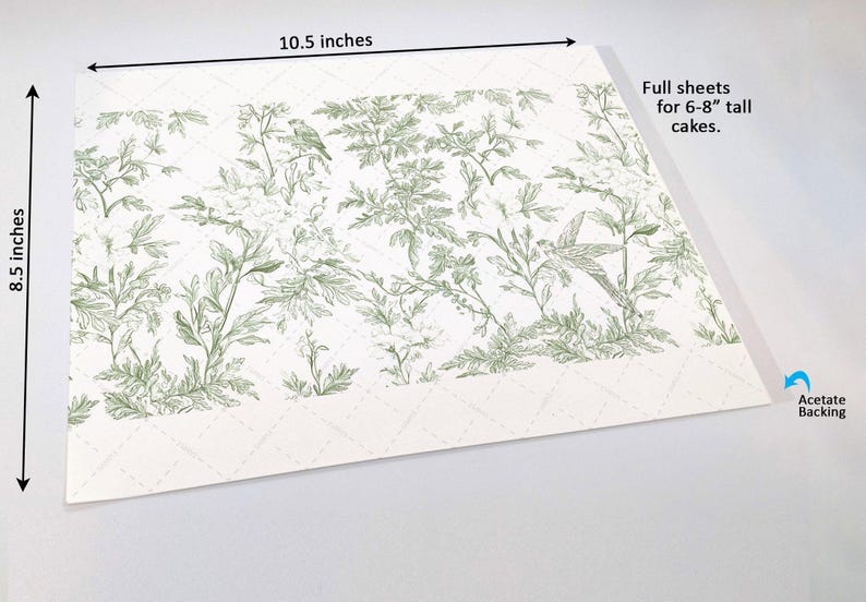 Toile De Jouy Cake Wrap Bird and Flower Edible Image Vintage ...