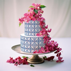 Santorini Greek Tile Pattern Edible Images Ornate Mediterranean Cake ...