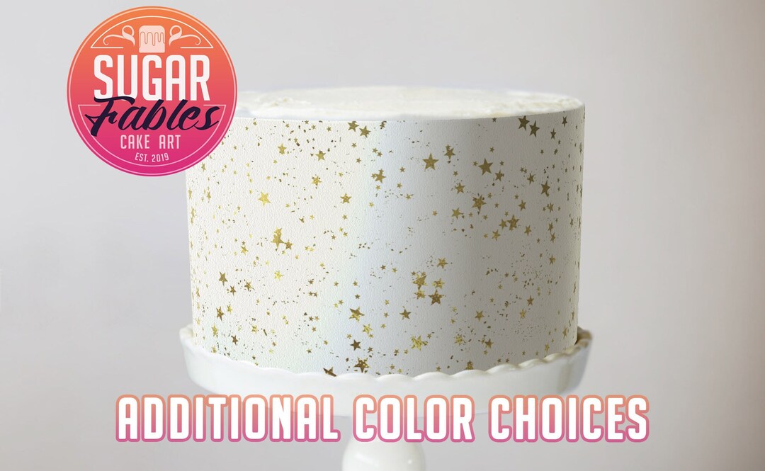 Twinkling Stars Celebration Icing Sheet, Wedding, Aniversary, Bridal or ...