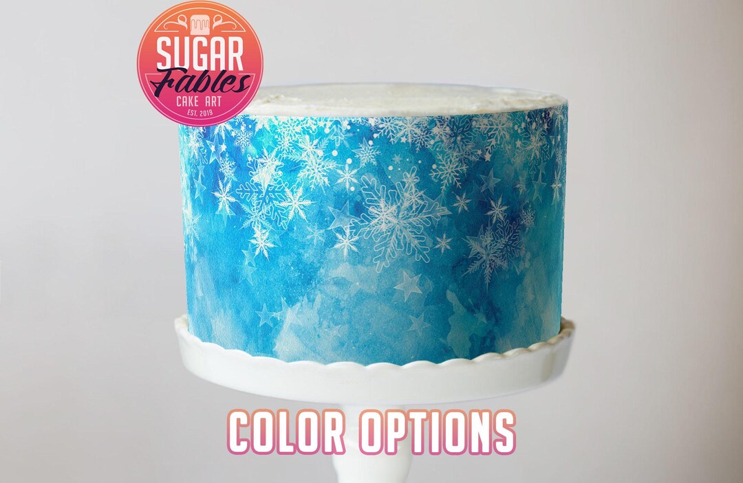 Frozen Snowflakes Cake Wrap Winter Wonderland Edible Image Magical ...