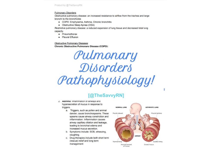 Pathophysiology: Pulmonary Disorders | Etsy