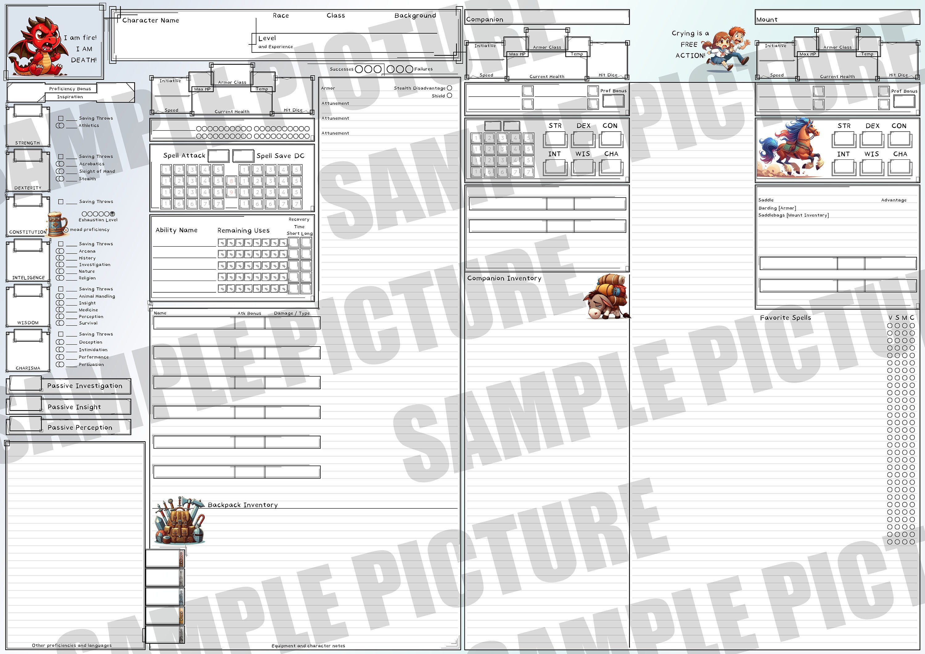 D&D One Sheet to Rule Them All! Character Sheet Abstract Design - Etsy