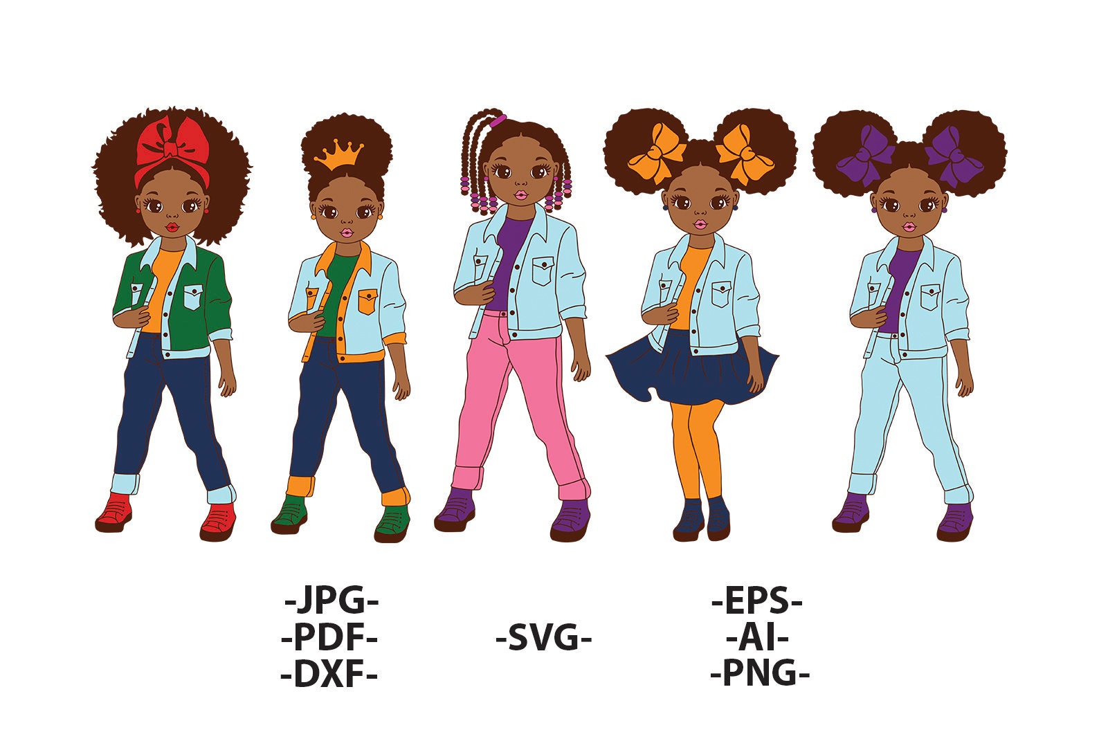 Fashion Afro Svg Black Girl Bundle Sweet Girls Svg 5 Unique - Etsy