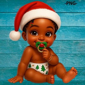 Black Santa Baby Clipart: Christmas Toddler PNG Bundle - Etsy