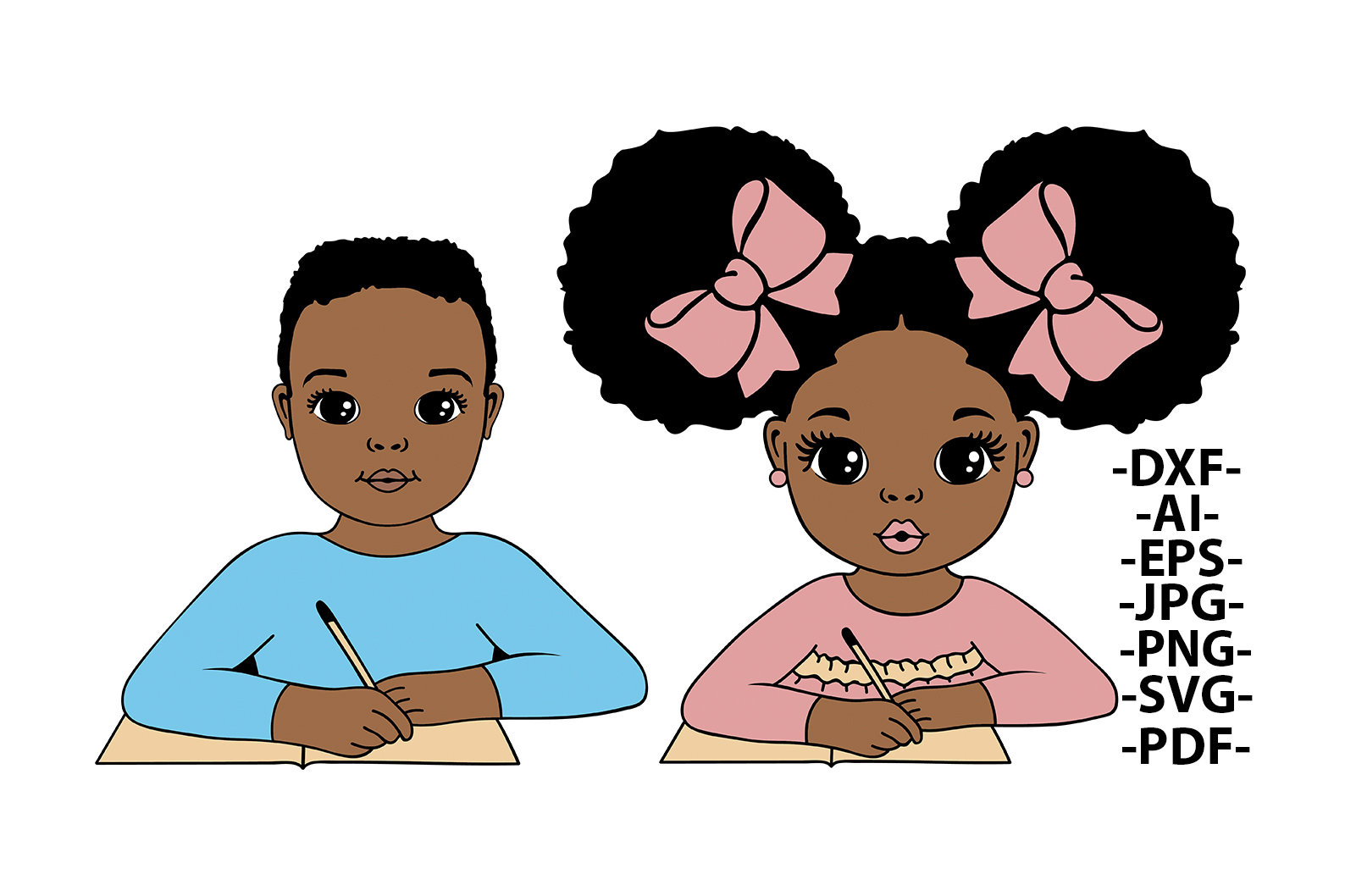 Black Kids Writing Bundle Black Boy Svg Learning School - Etsy