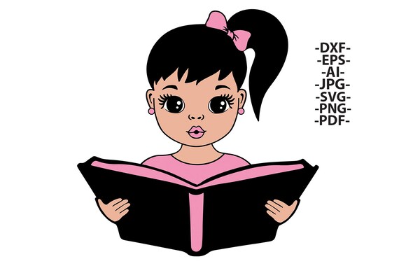 Girl Reading Svg School Kids Svg School Book Svg Learning - Etsy