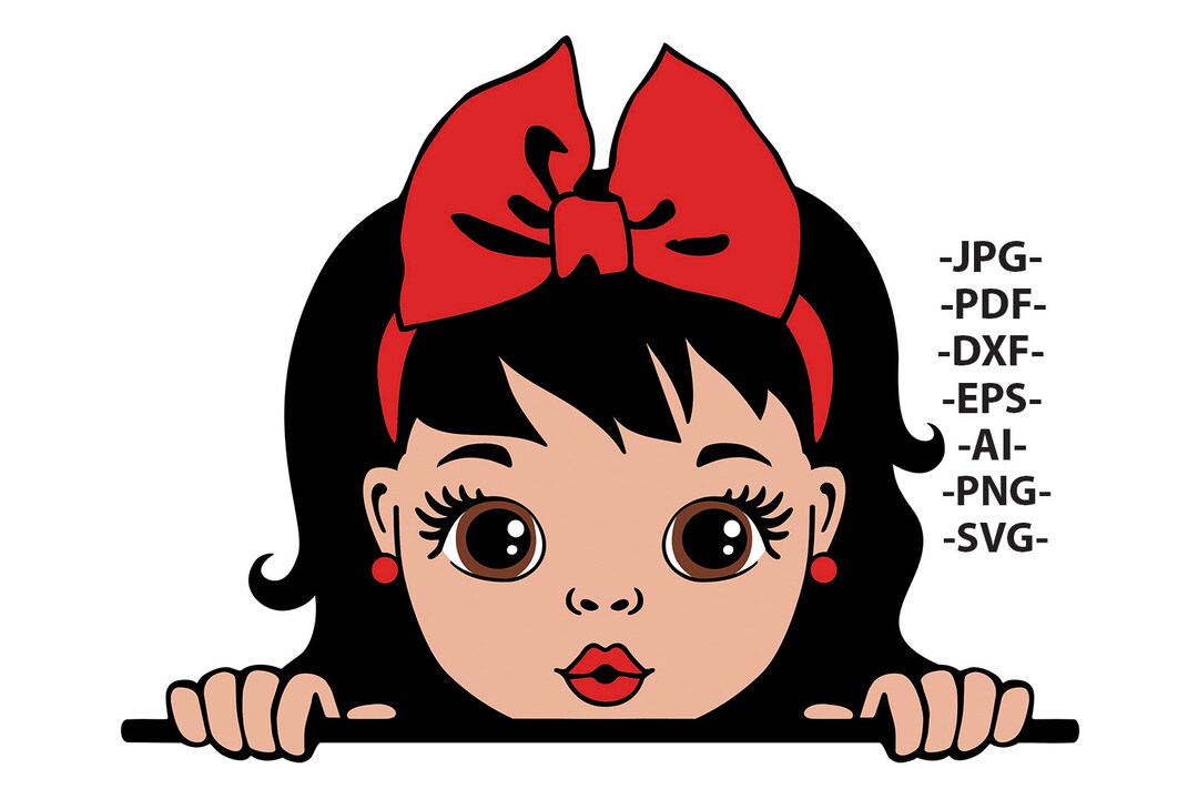 White Girl Peekaboo Svg, Red Ribbon Svg, Little Princess Svg, Queen ...