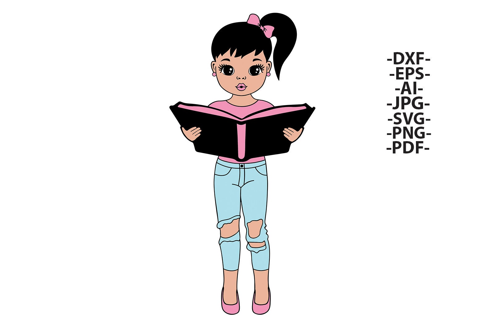 Girl Reading Svg School Kids Svg School Book Svg Learning - Etsy