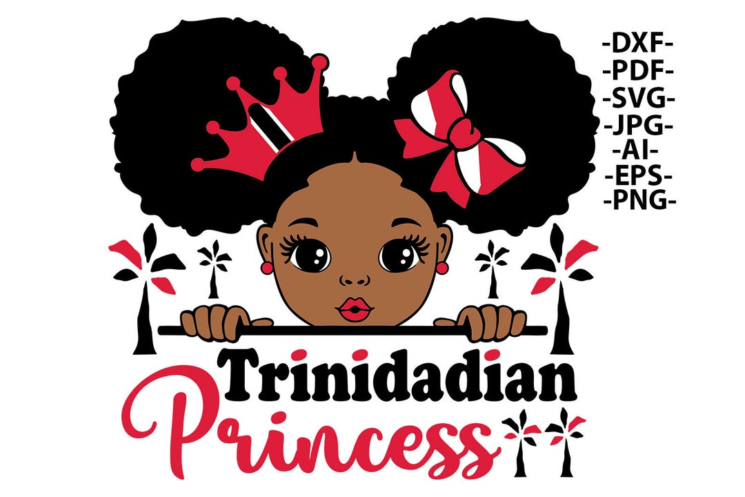 Trinidad Flag, Black Princess Girl, Trinidad Svg, Black Girl Svg ...