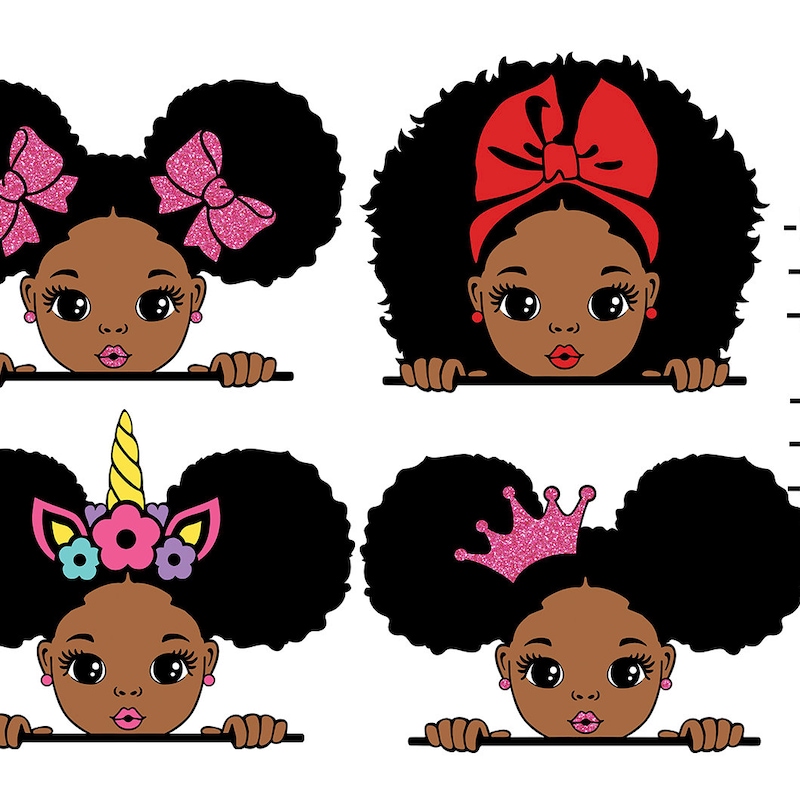 Afro Puff Character Girls - Etsy